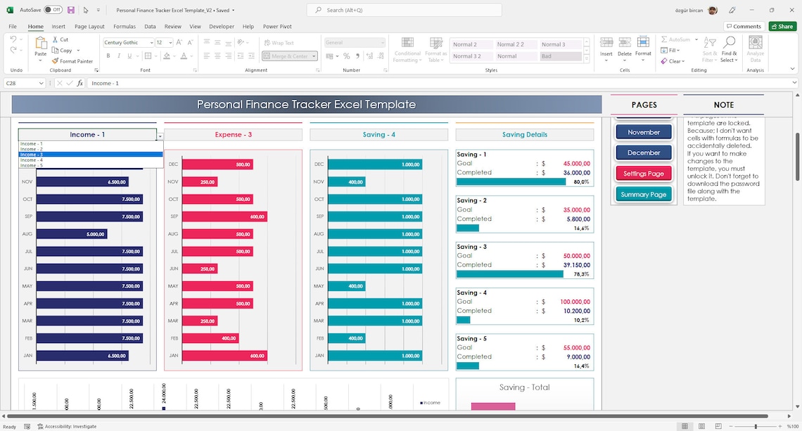 Personal Finance Tracker Excel Template Personal Budget | Etsy
