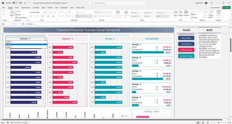 Personal Finance Tracker Excel Template Personal Budget - Etsy Canada
