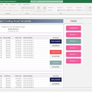 Project Costing Excel Template: Budget Estimator, Expense Calculator - Etsy
