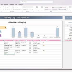 Reading Log Excel Template | Book Tracker Excel Sheet | Literary Log ...