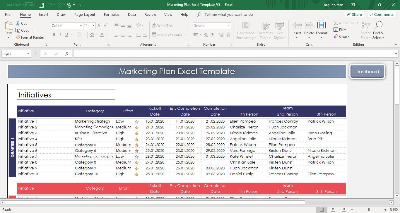 Marketing Plan Excel Template Marketing Planner Marketing | Etsy