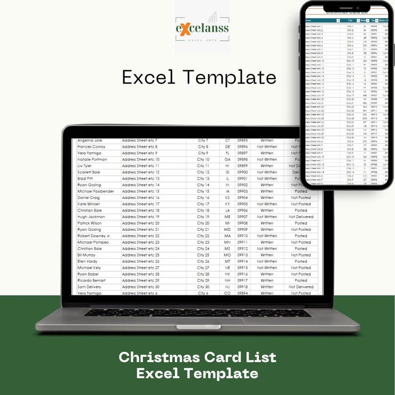 Christmas Card List Excel Template: Holiday Greeting Card Tracker With ...