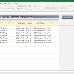 Reorder Point Calculator Excel Template: Inventory Stock Control With ...