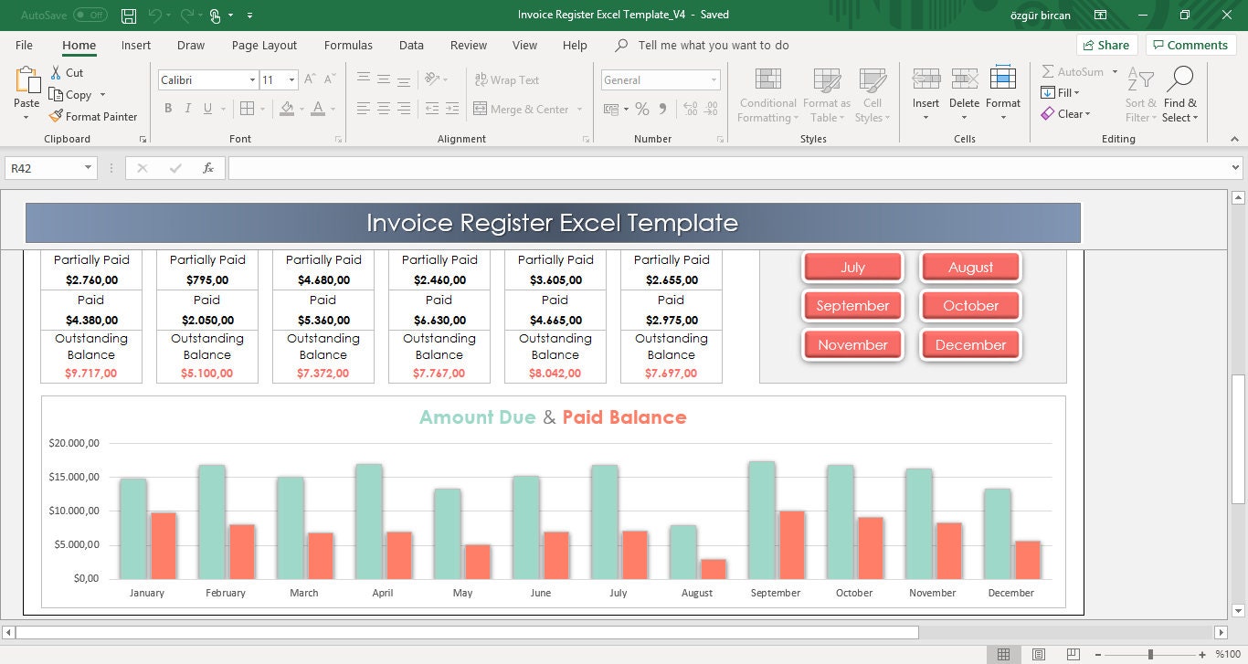 Invoice Register Excel Template Invoice Tracker Invoice - Etsy