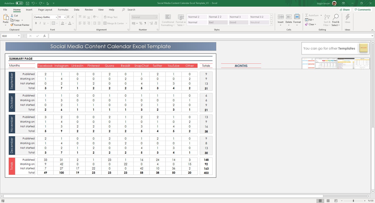Social Media Content Calendar: Excel Template, Editorial Planner - Etsy