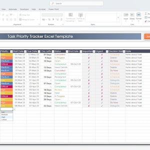 Task Priority Tracker Excel Template | Task Organizer & Priority Planner Excel | Task Tracker ...