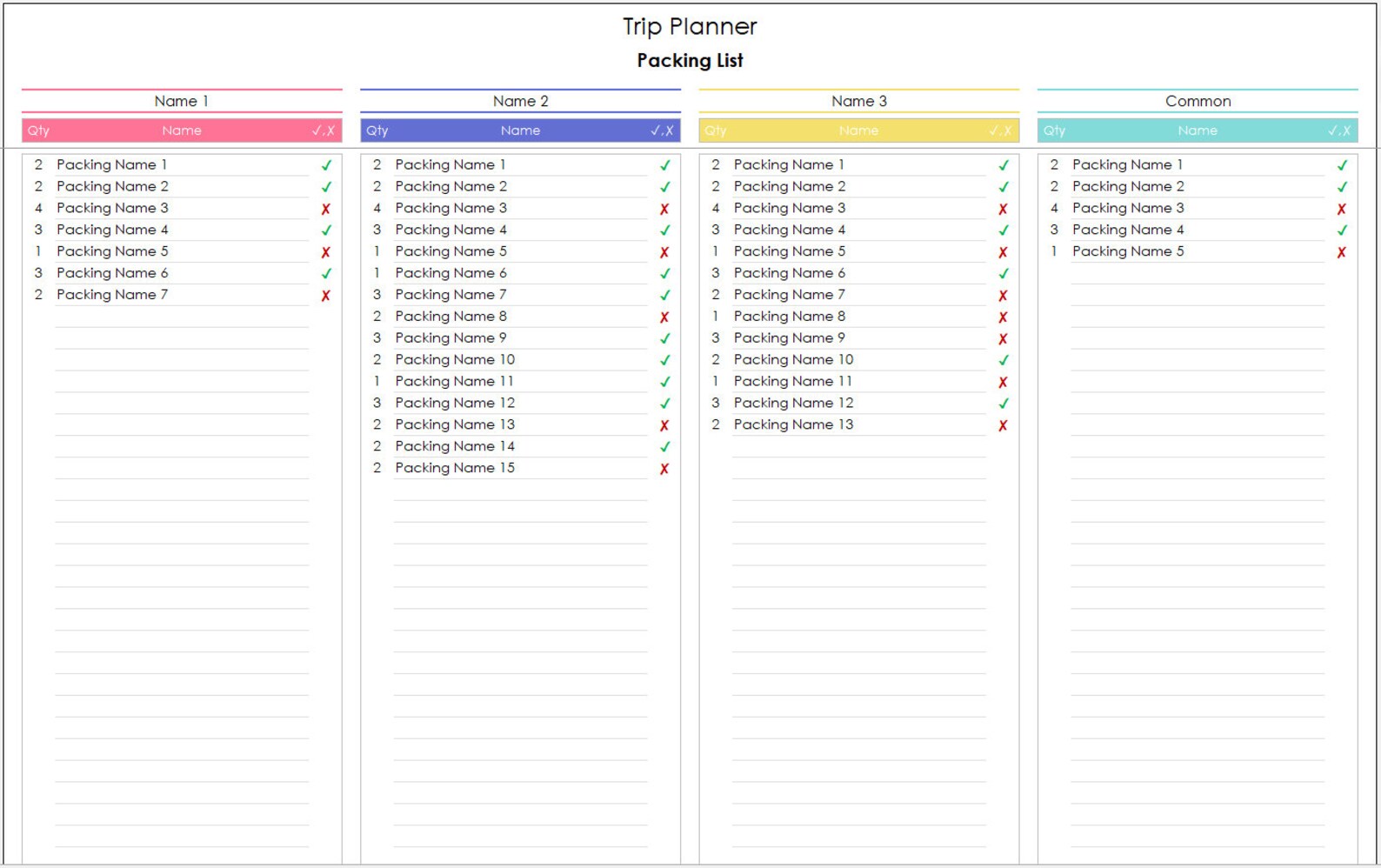 Holiday Planner Excel Template Trip Planner Tracker - Etsy