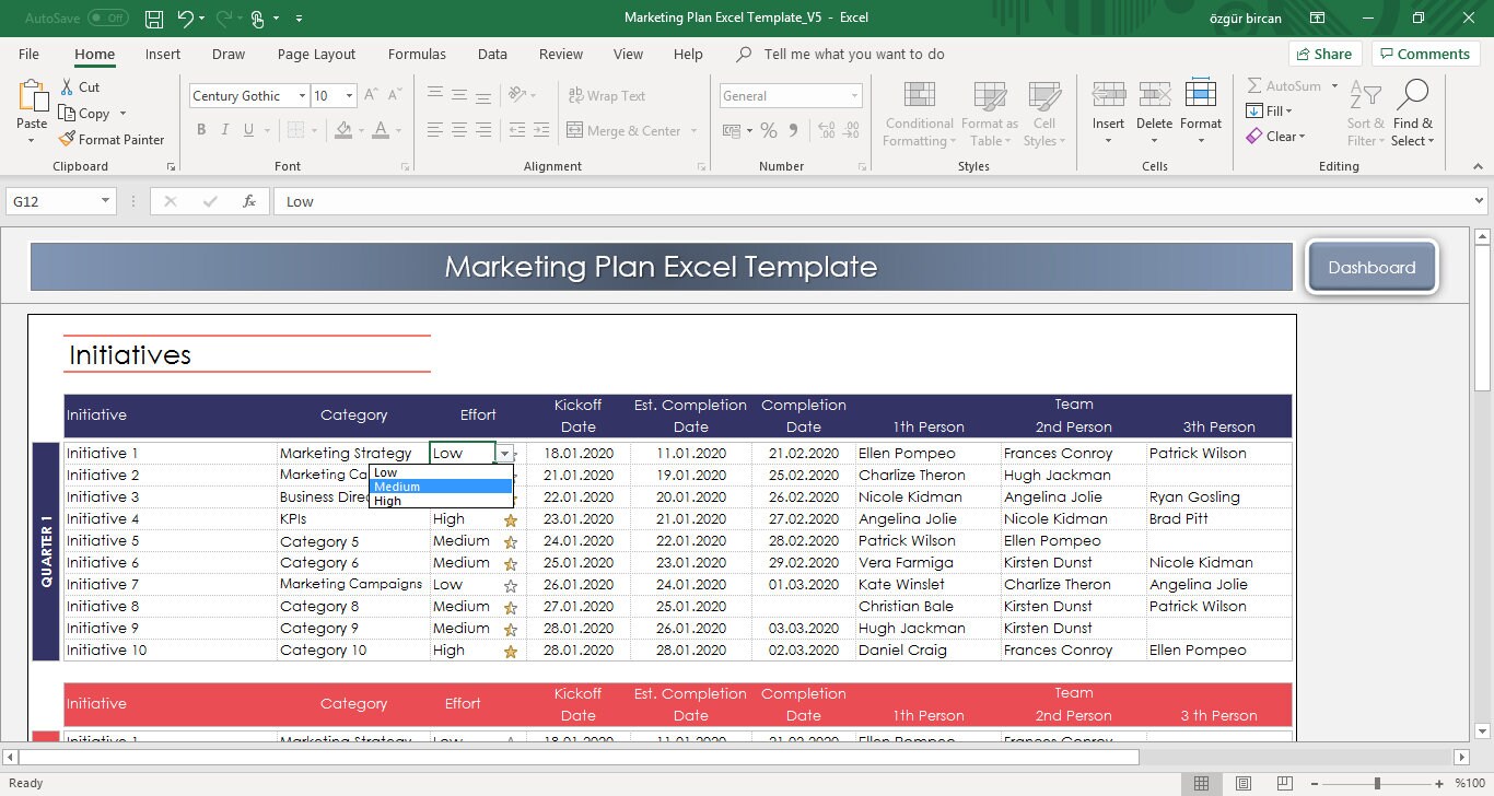 Marketing Plan Excel Template Marketing Planner Marketing | Etsy