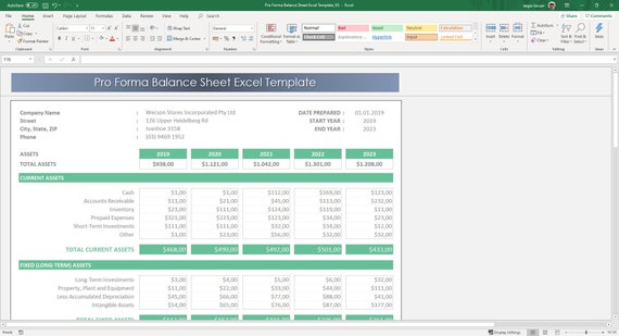 Pro Forma Excel Template