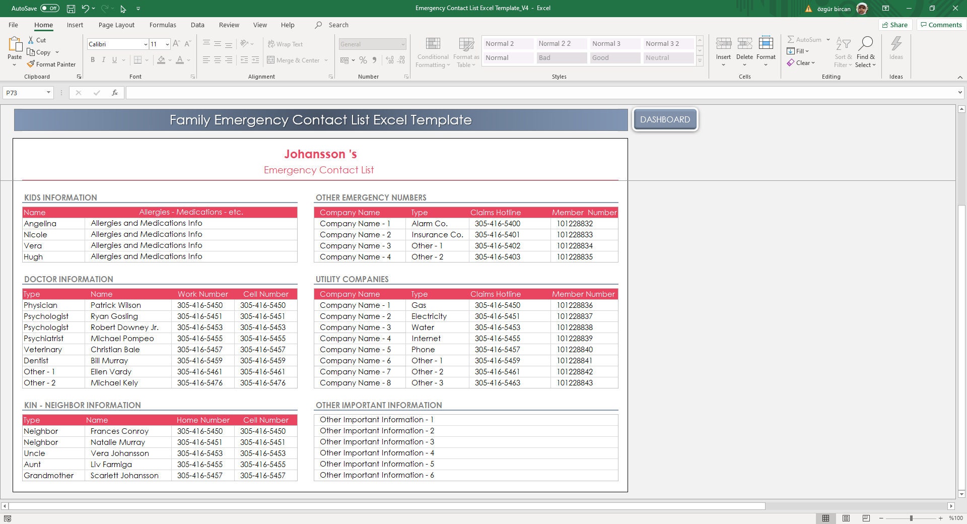 Emergency Notification Template Excel