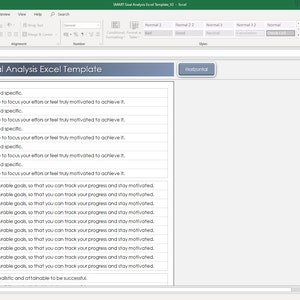 SMART Goal Analysis Excel Template: Printable Personal Planner ...