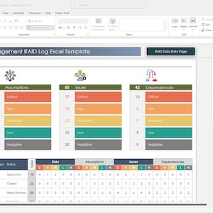 Project Management RAID Log Excel Template: 10-project Tracker (instant ...