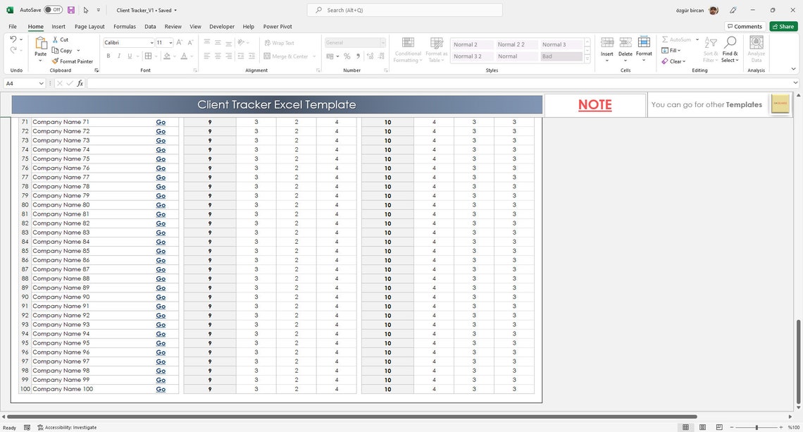 Client Tracker Excel Template Client Engagement Tracker - Etsy