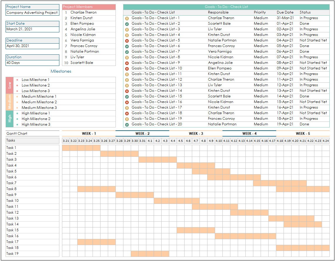 Project Planner Excel Template Simple Project Tracker Etsy Finland