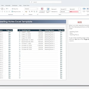 Comprehensive Meeting Notes Tracker Excel Template | 50-page Meeting ...
