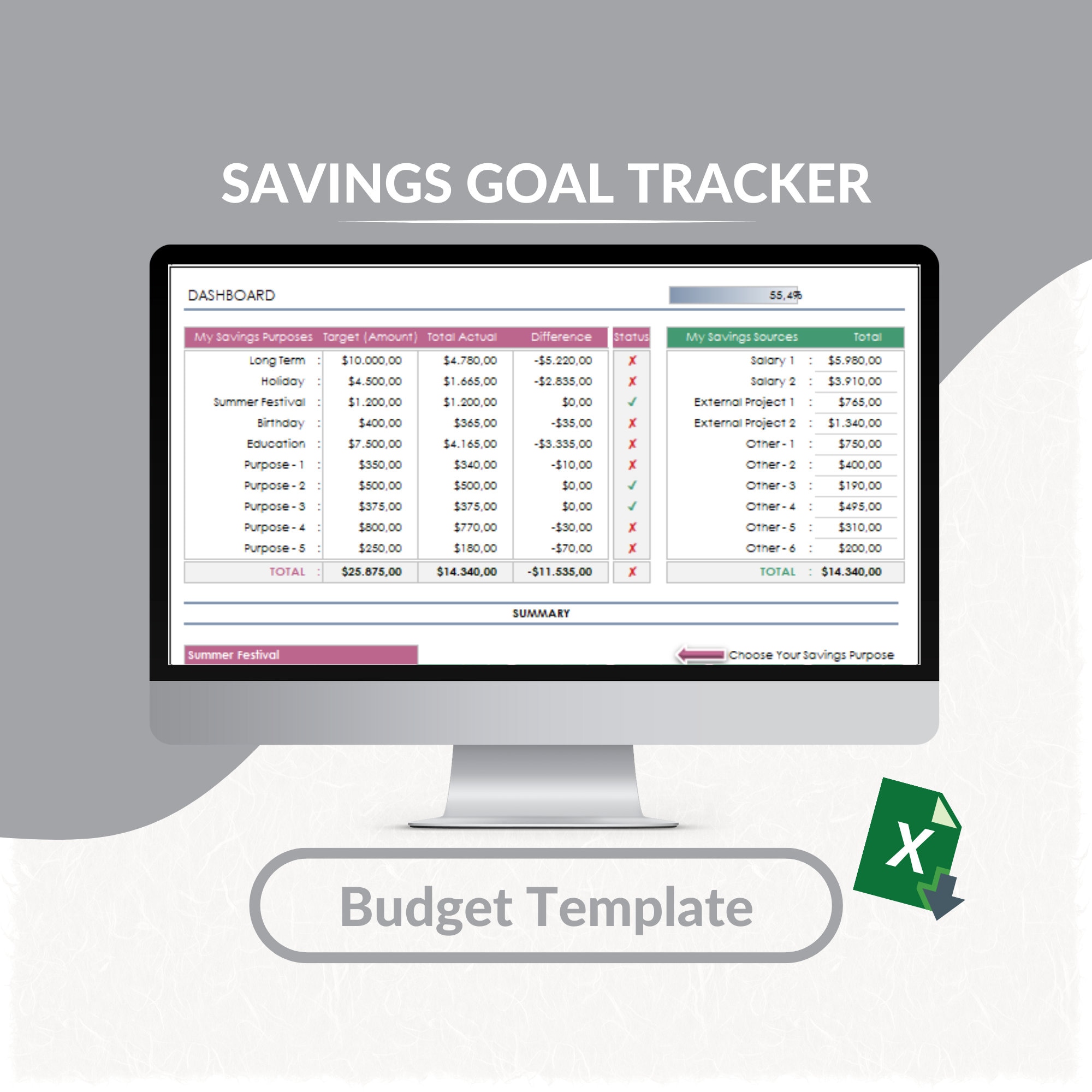 Savings Goals Excel Template at Jon Lefebre blog