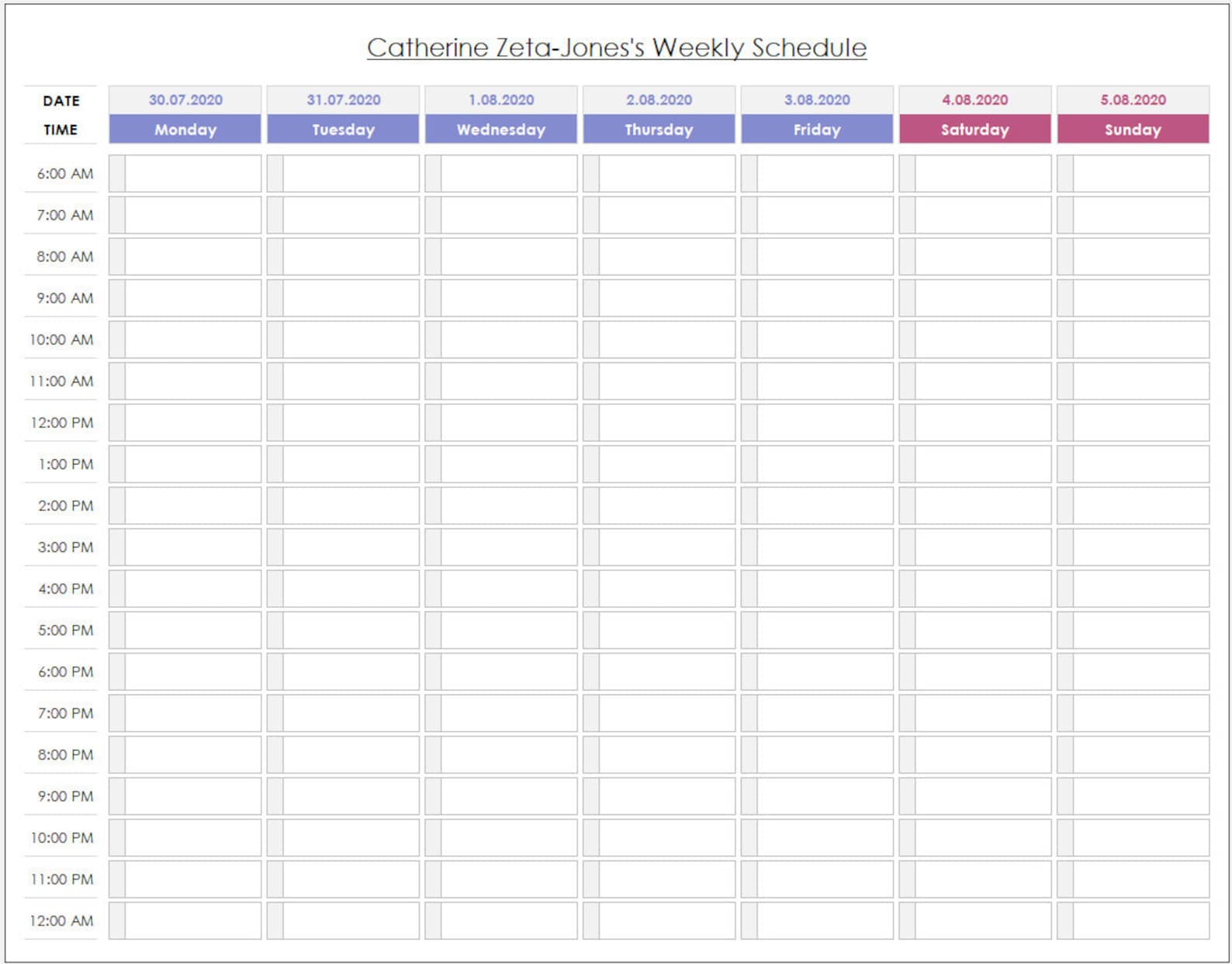 Excel-sjabloon voor weekplanning Planner Sjabloon Excel - Etsy Nederland