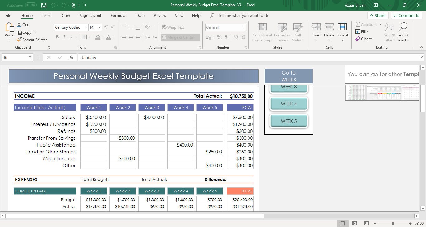 Excel-sjabloon voor persoonlijk weekbudget Budgettracker - Etsy Nederland