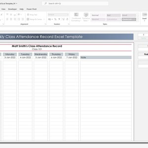 Weekly Class Attendance Record Excel Template: Student Absence Tracker ...
