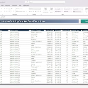 Employee Training Tracker Excel Template: Staff Development Spreadsheet ...