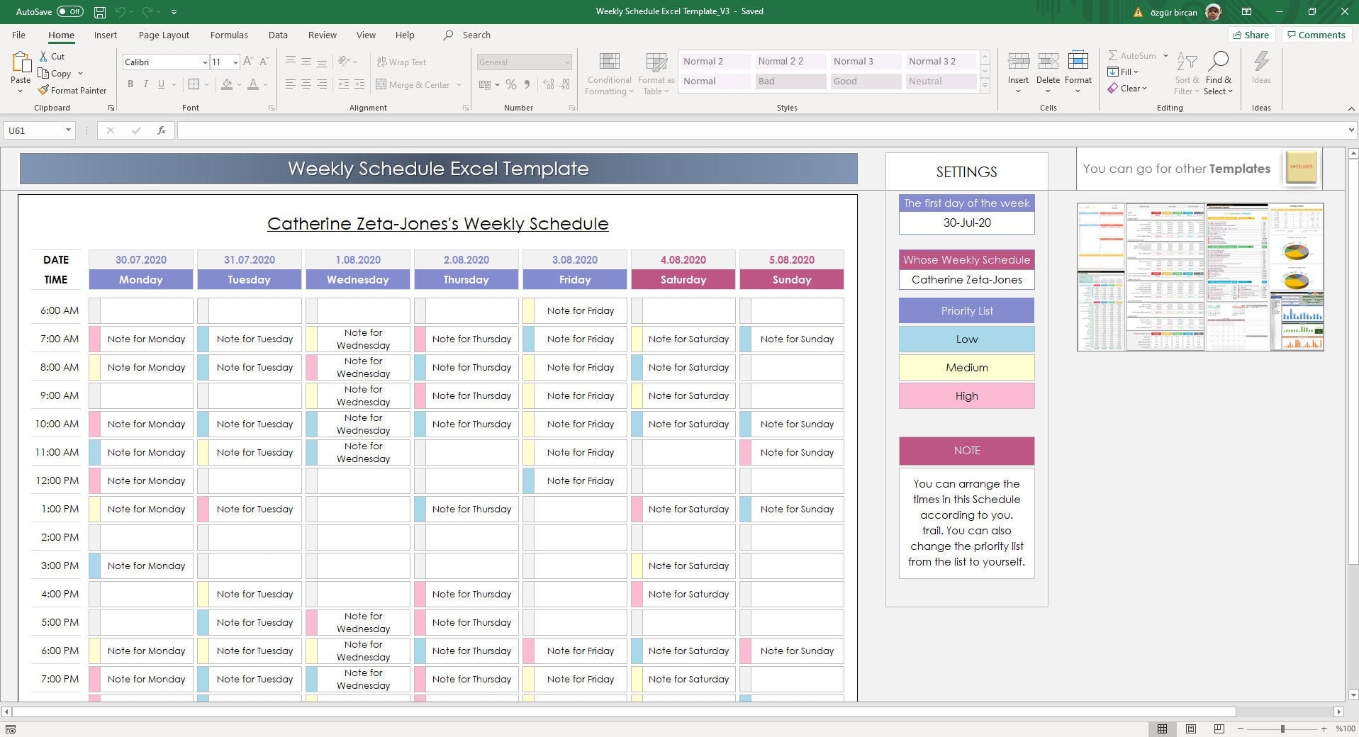 Excel Schedule Templates