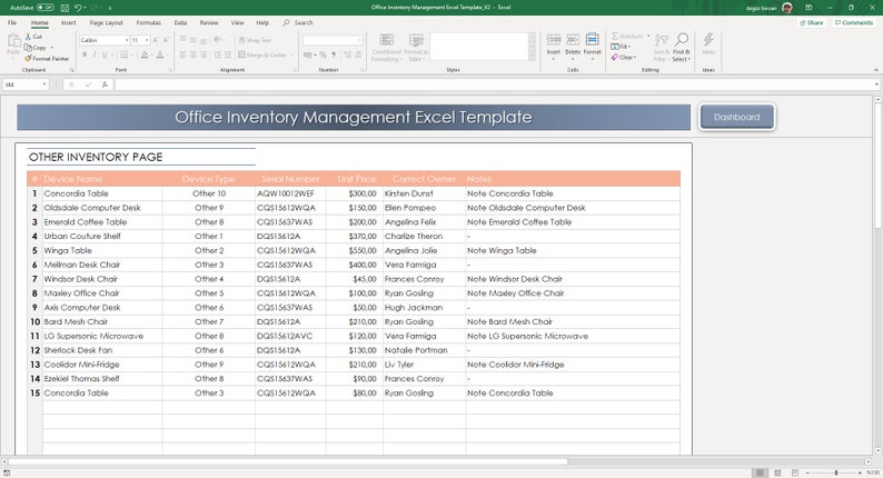 Office Inventory Management Excel Template: Supplies & Equipment ...