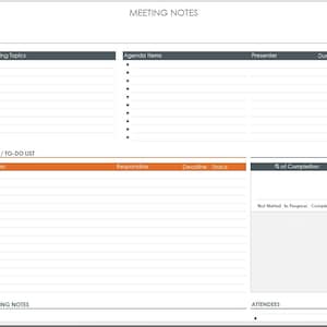 Comprehensive Meeting Notes Tracker Excel Template | 50-page Meeting ...