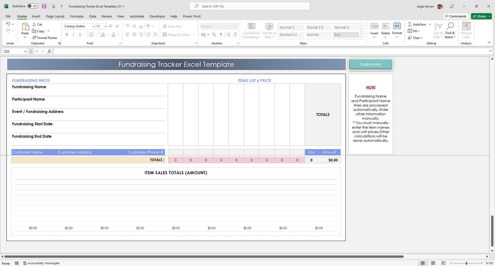 Fundraising Tracker Excel Template Fundraising Event Excel - Etsy