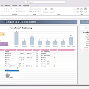 Reading Log Excel Template: Book Tracker & Reading List Organizer - Etsy