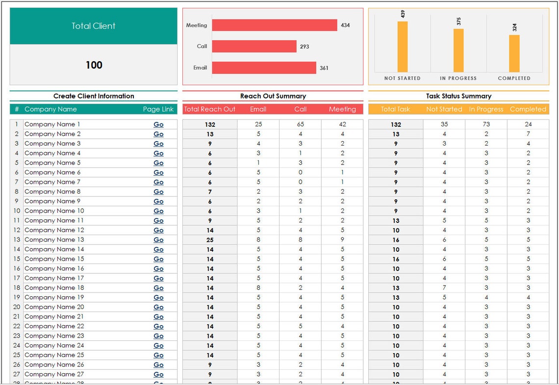 Client Tracker Excel Template Client Engagement Tracker - Etsy