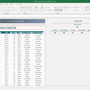 Christmas Card List Excel Template: Holiday Greeting Card Tracker With ...