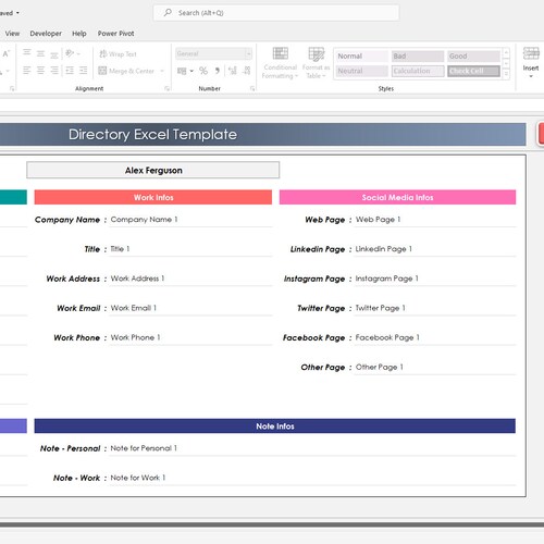 Address & Contact Book Excel Template Telephone Directory - Etsy