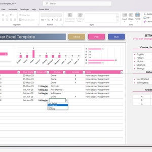 Assignment Tracker Excel Template: Student Homework Organizer - Etsy