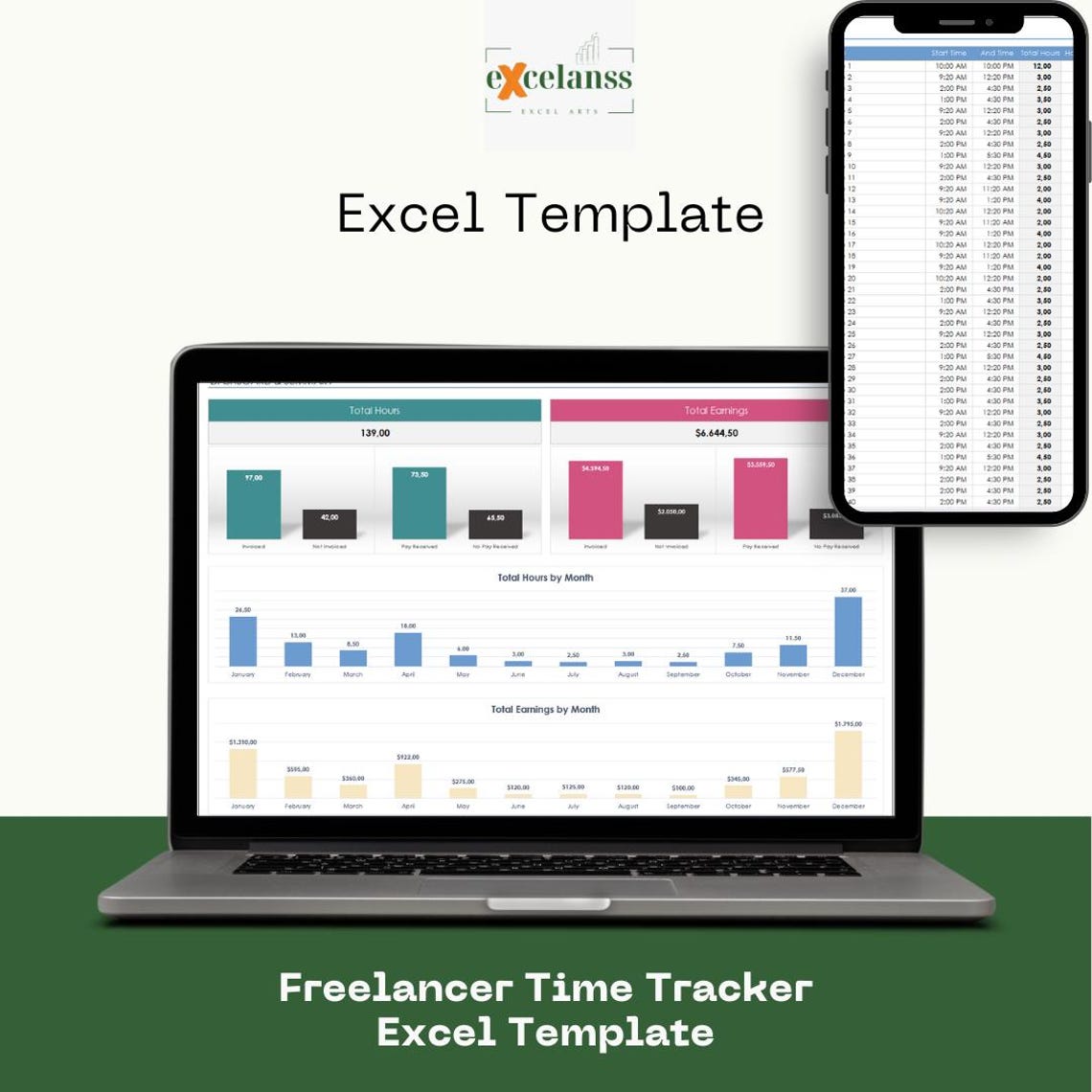 Freelancer Time Tracker Excel Template: Billable Hours & Payments ...