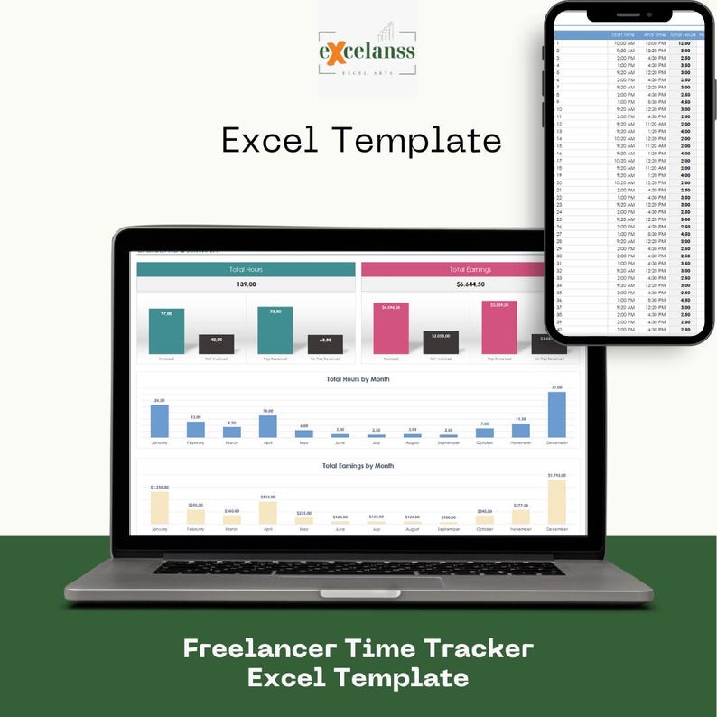 Freelancer Time Tracker Excel Template: Billable Hours & Payments ...