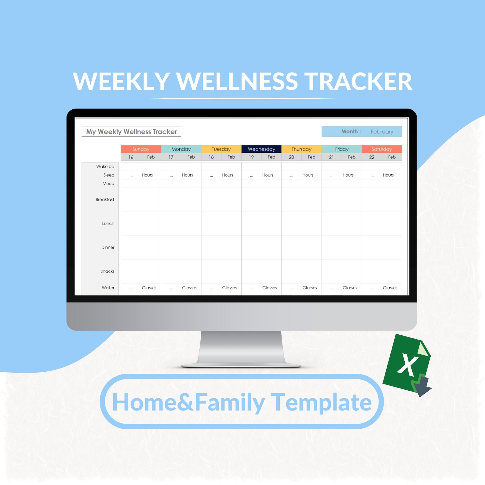 Weekly Wellness Tracker Excel Template Notability Planner - Etsy