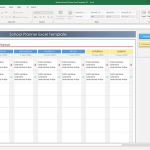 Student School Planner Excel Template: Schedule, Homework, Activity ...