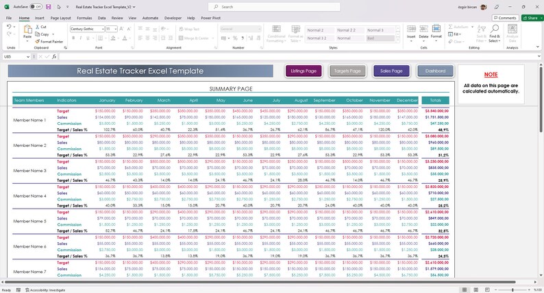 Real Estate Sales Tracker Excel Template – Realtor Commission & Listing ...