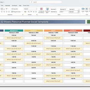 Weekly Personal Planner Excel Template | 52 Weeks Goals, Tasks ...