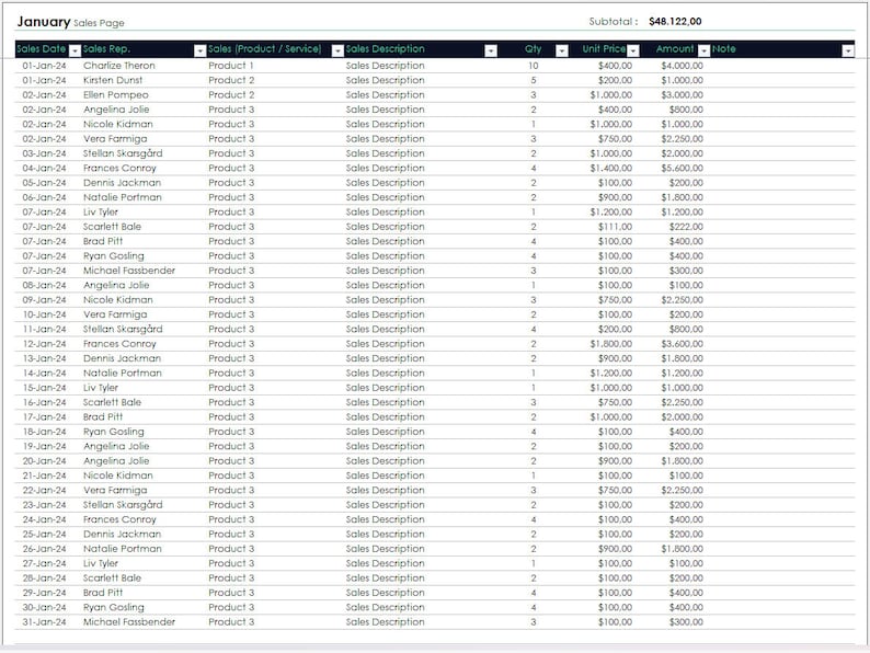 Monthly Sales and Target Tracker Excel Template – Sales Performance ...