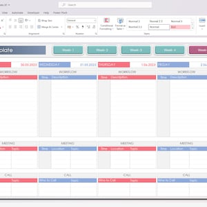 Weekly Work Planner Excel Template: Work Schedule & Task Tracker for 5 ...