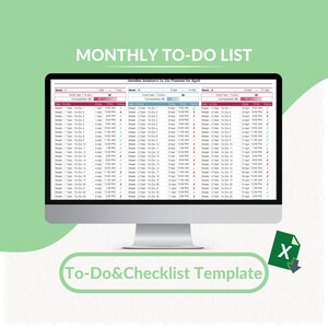 Monthly To-do Planner Excel Template Monthly Planner Spreadsheet ...
