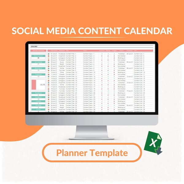 Content Schedule Excel Sheet - Etsy