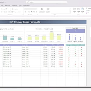 Gift Tracker Excel Template: Gift Budget Planner - Etsy
