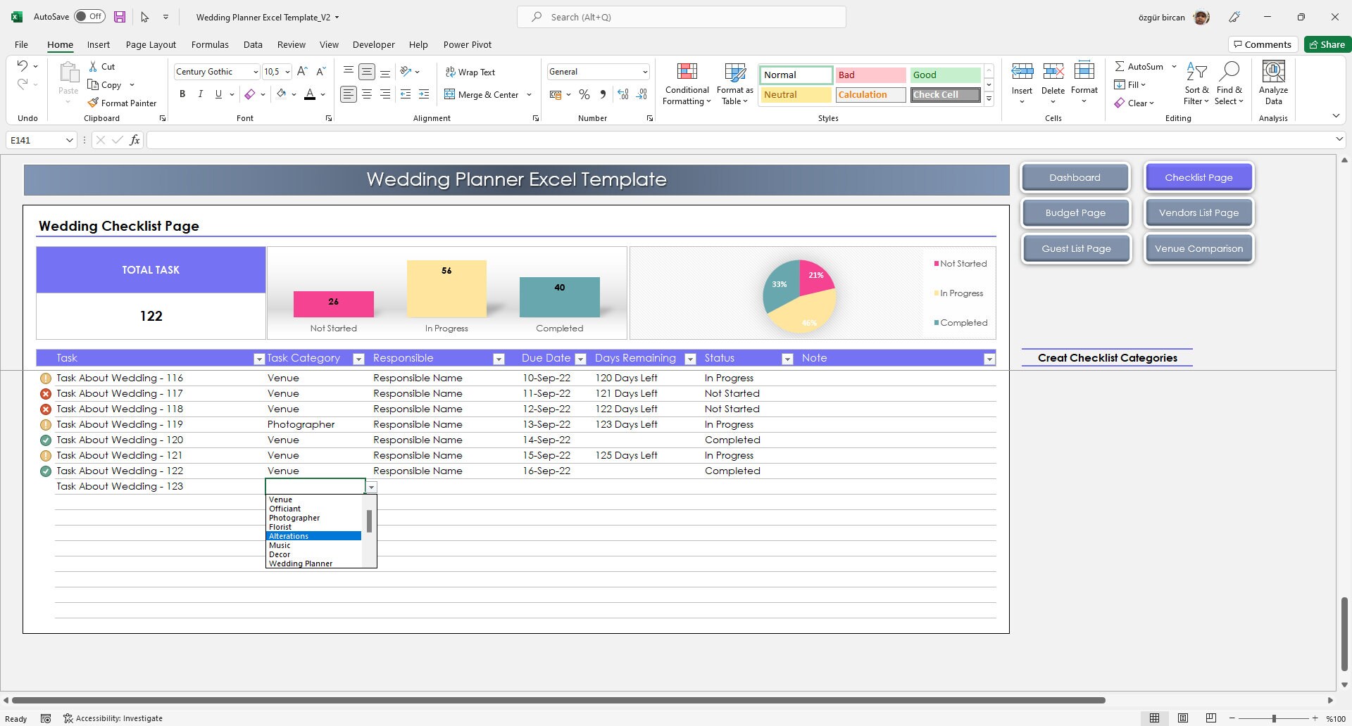 Wedding Planner Excel Template Wedding Planning Bundle Pack - Etsy