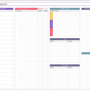 Daily Office Organizer Excel Template: Simple Planner Worksheet ...