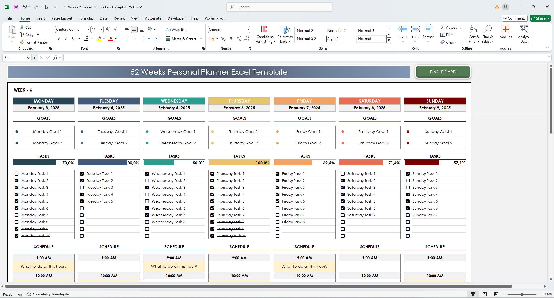 52 Week Excel Template