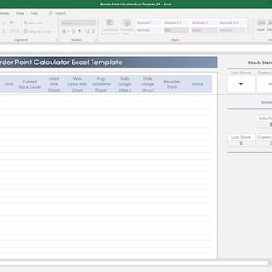 Reorder Point Calculator Excel Template: Inventory Stock Control With ...