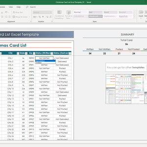 Christmas Card List Excel Template: Holiday Greeting Card Tracker With ...