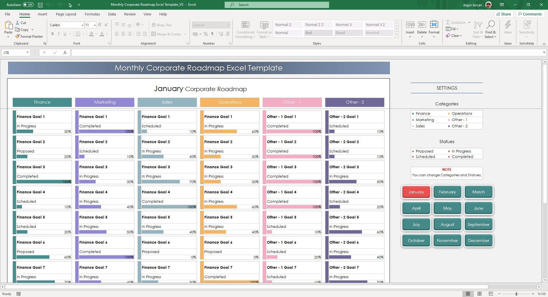 Roadmap Template Excel Free Download